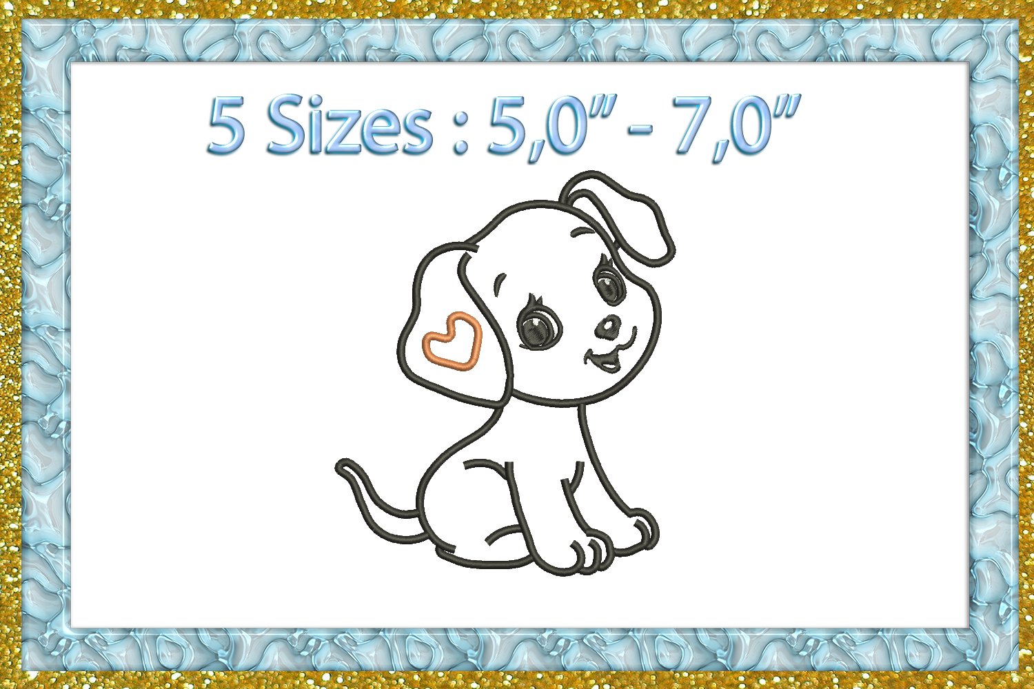 Dog applique embroidery design | Inspire Uplift
