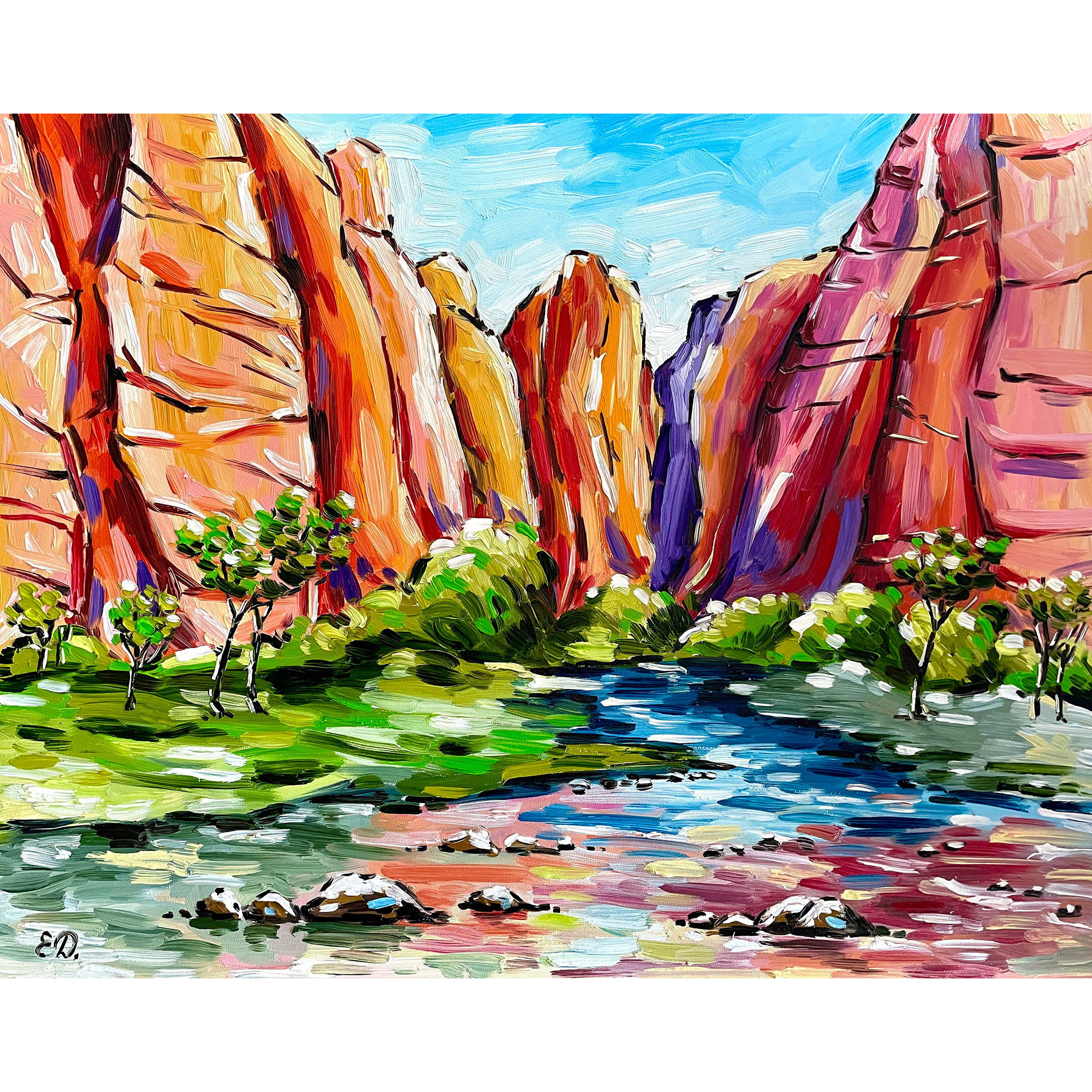 Zion National Park Original Oil Painting Utah Landscape - Inspire Uplift