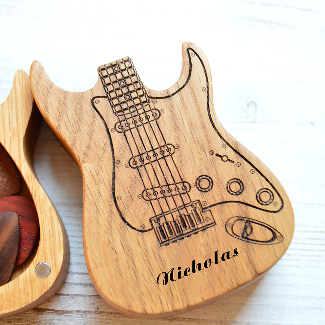 Guitar Pick Box, Personalized Guitar Pick Holder, Wooden Gui - Inspire ...