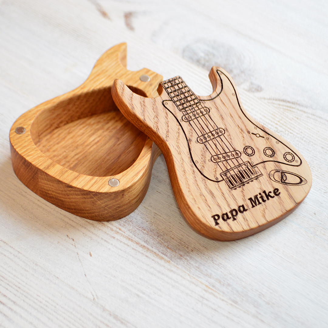 Guitar Pick Box, Personalized Guitar Pick Holder, Wooden Gui - Inspire ...