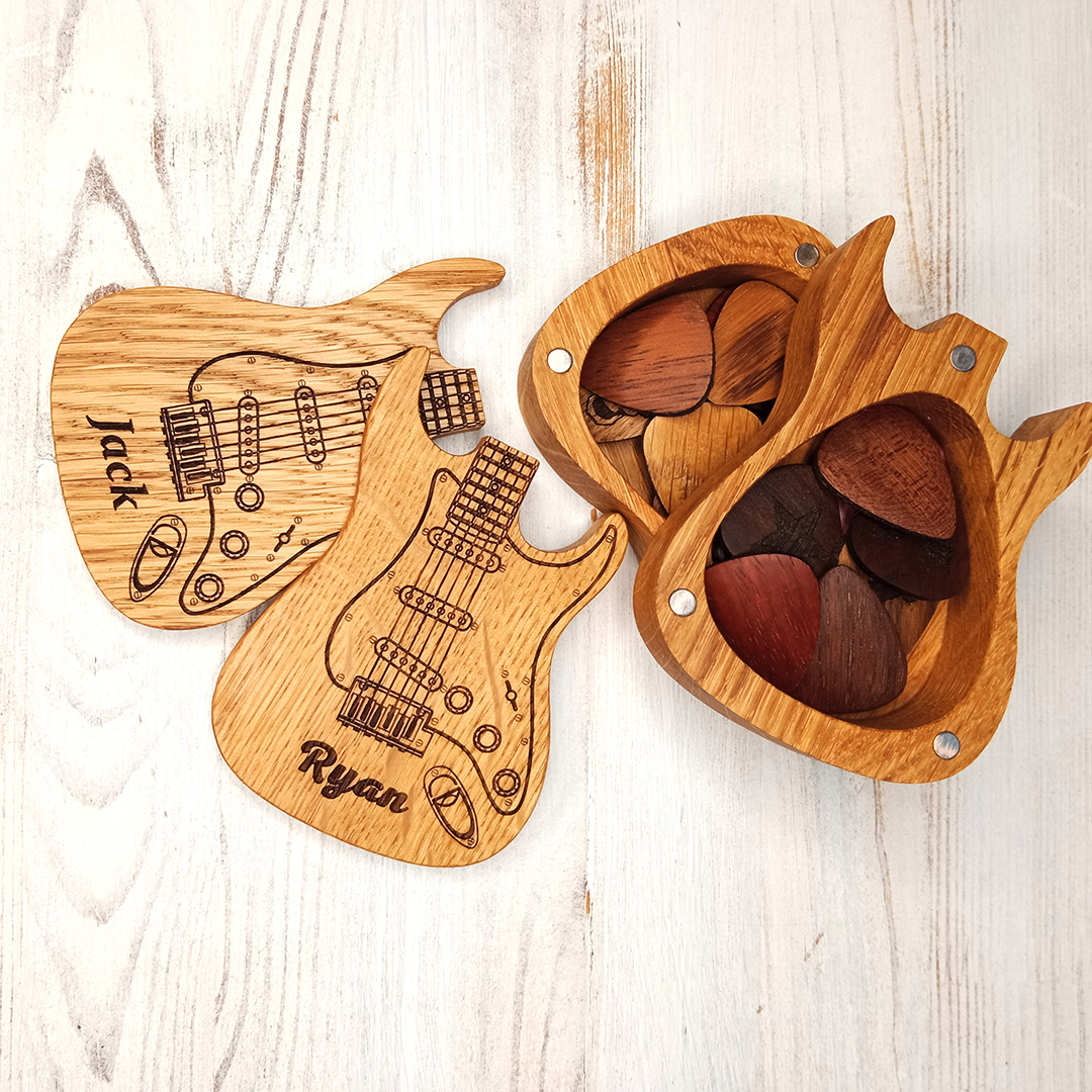 Guitar Pick Box, Personalized Guitar Pick Holder, Wooden Gui - Inspire ...