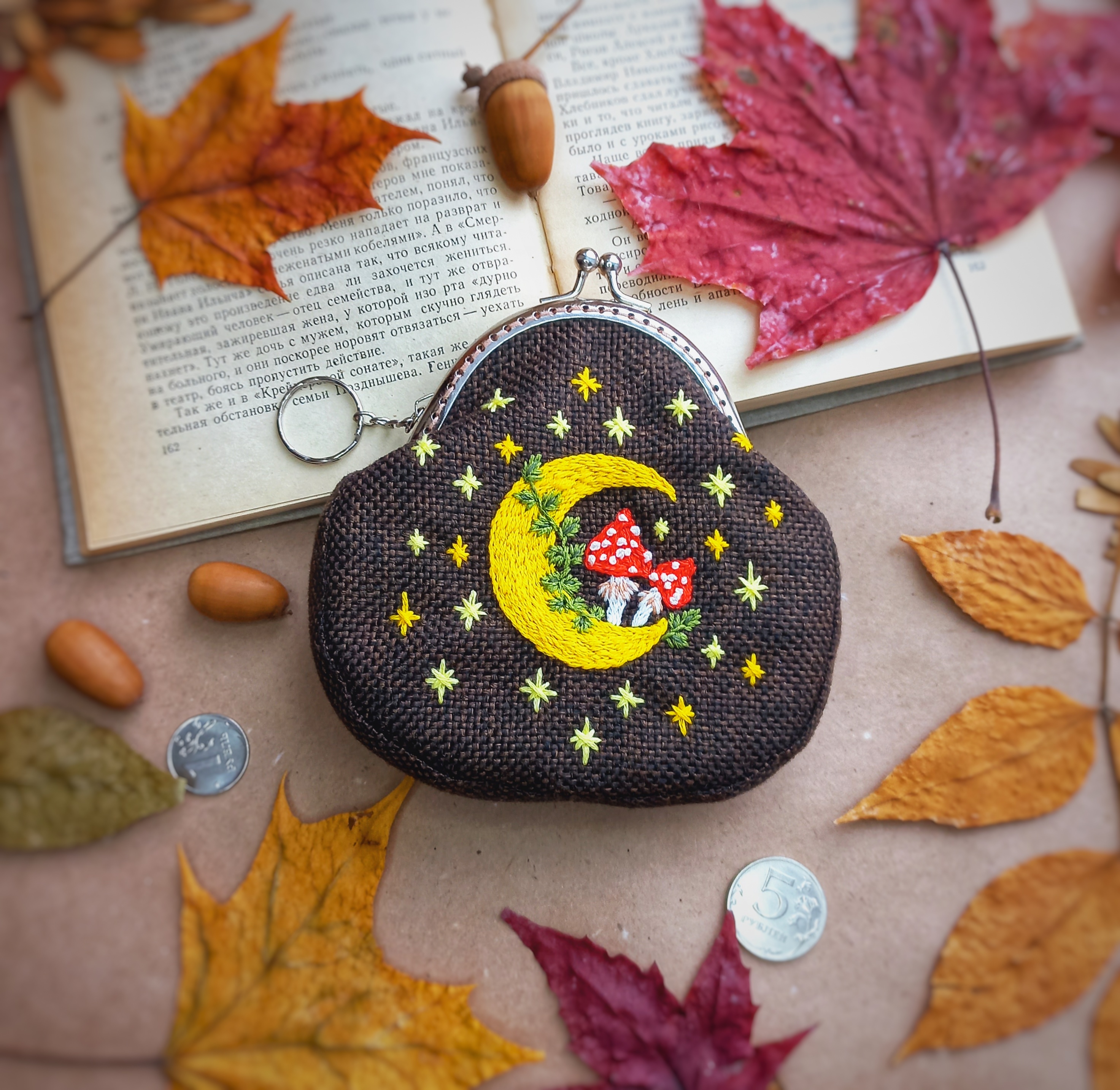 Coin purse, keychain wallet, clasp wallet, magic mushroom, c - Inspire ...