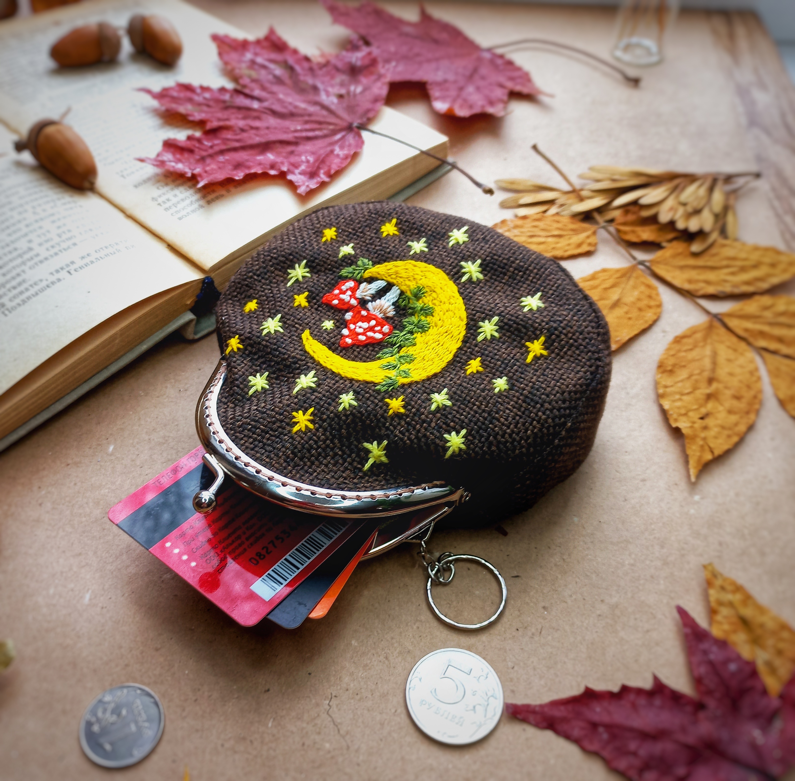 Coin purse, keychain wallet, clasp wallet, magic mushroom, c - Inspire ...