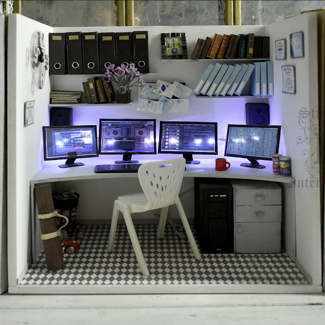 Book nook between books AN IT-shnik's OFFICE Miniature | Inspire Uplift