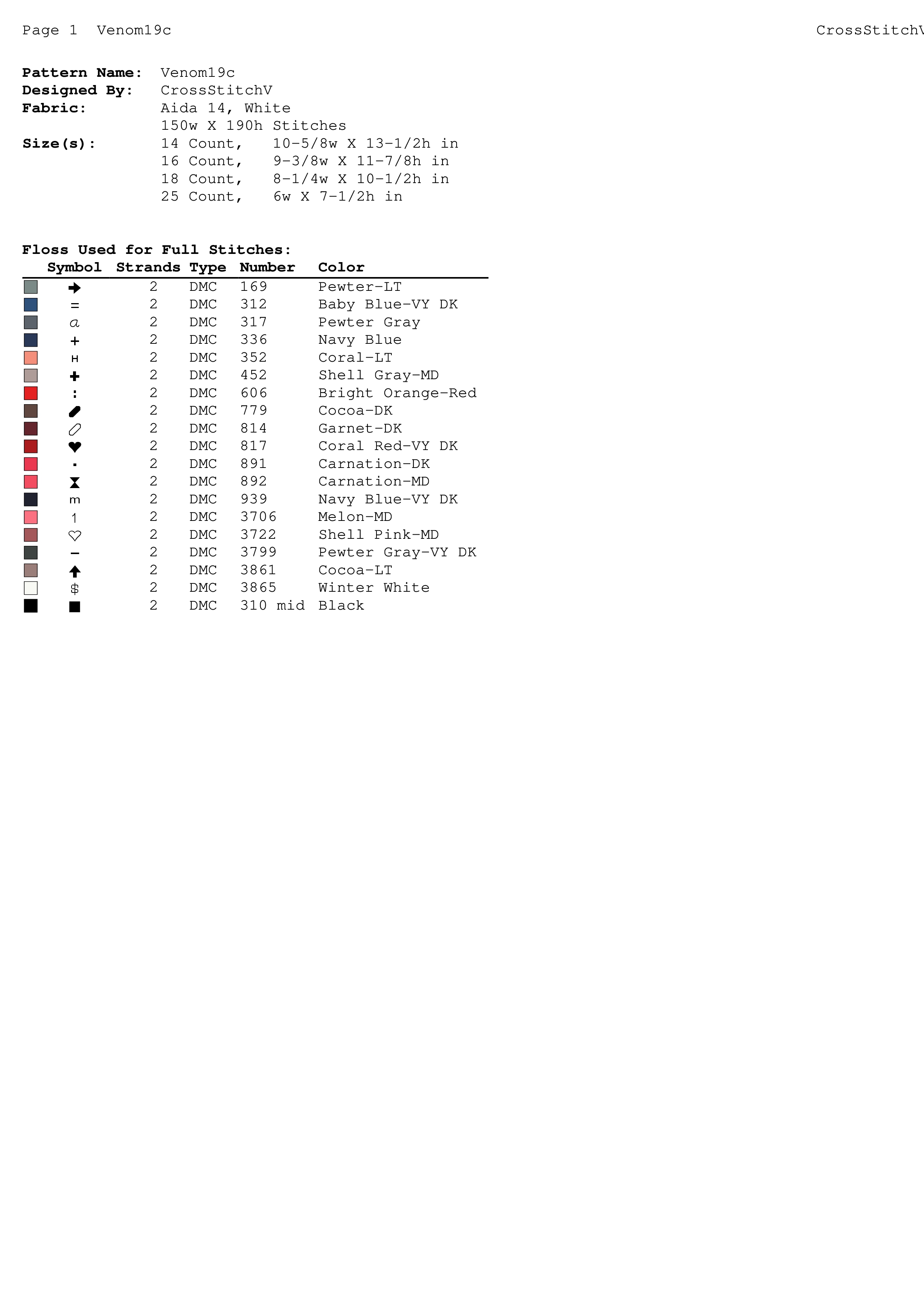 Venom Cross Stitch Pattern / Marvel Cross Stitch Pattern - Inspire Uplift