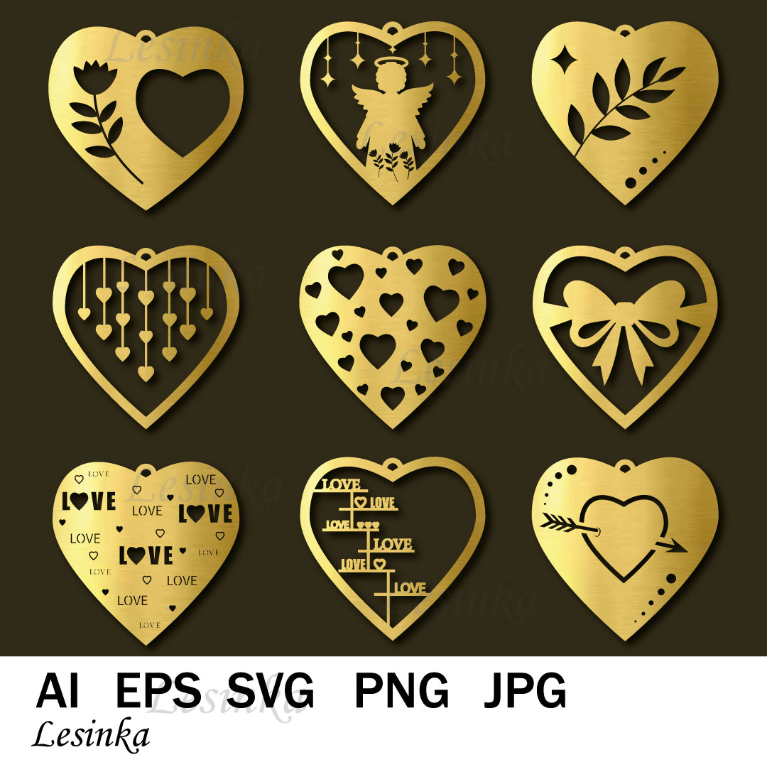 SVG heart earrings set, Valentine earrings svg pattern | Inspire Uplift