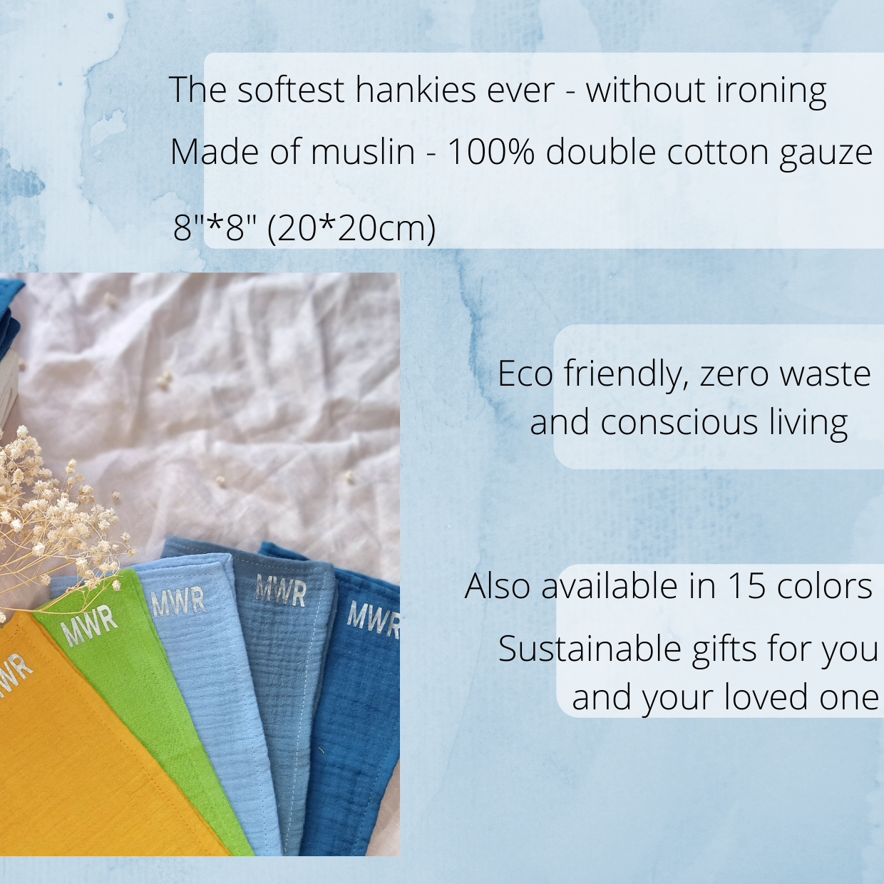 Personalized handkerchiefs set, Lavender tones Muslin handke - Inspire ...