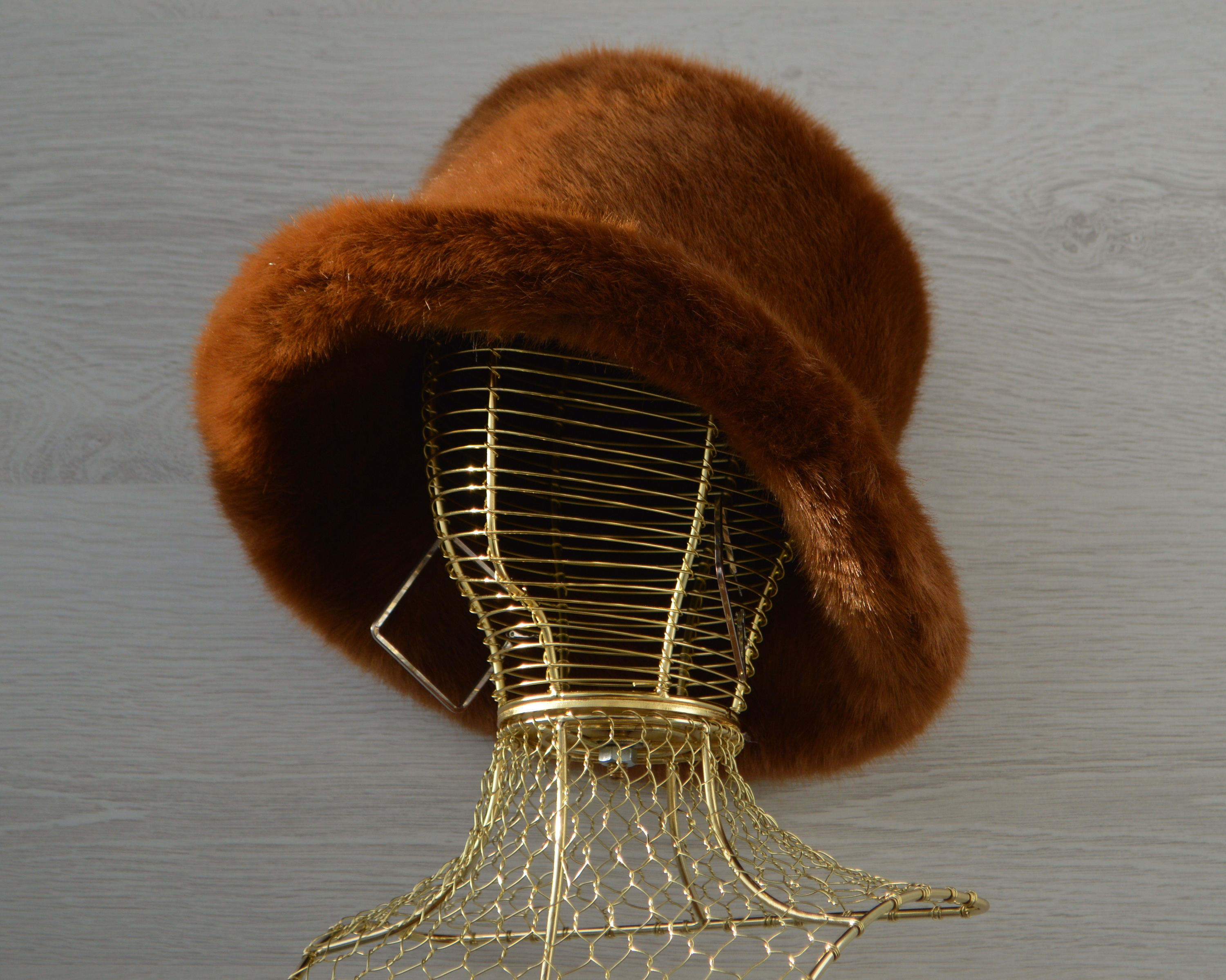Ginger faux fur bucket hat. Luxury mink furry hat. Fashion f - Inspire ...