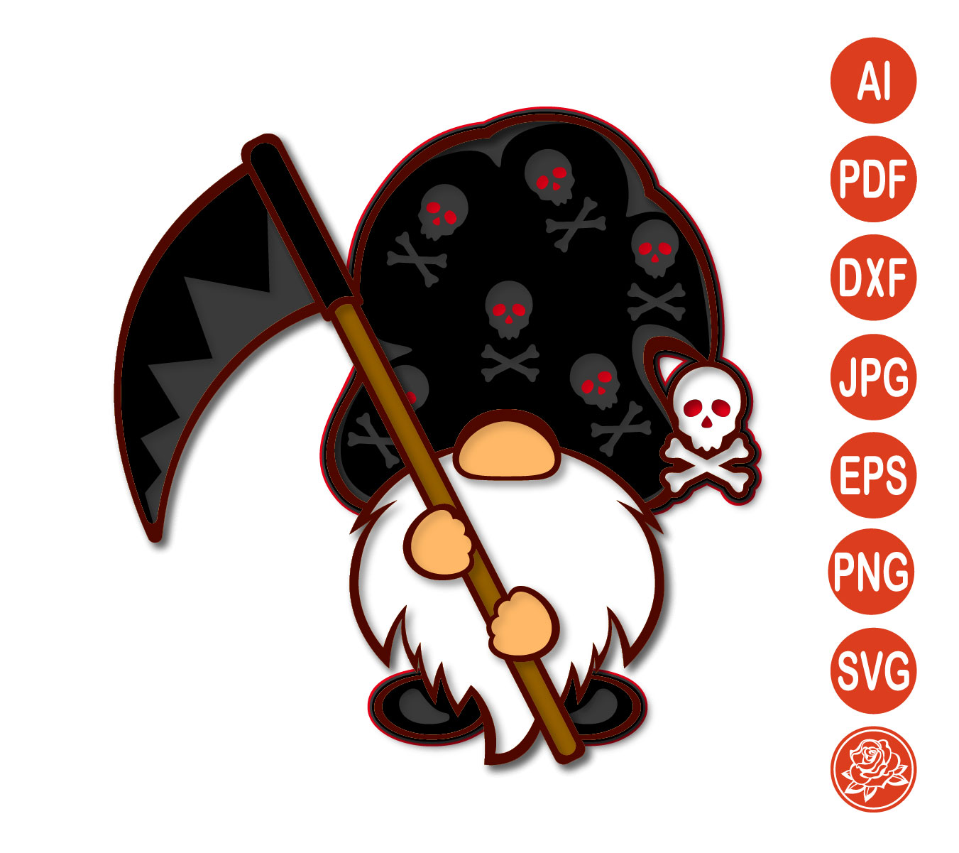 Layered Halloween Gnome svg for cricut , Gnome in Death Suit | Inspire ...