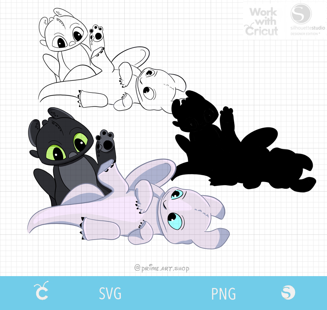 SVG Cute dragons Toothless & Light fury Svg, Night fury svg - Inspire ...