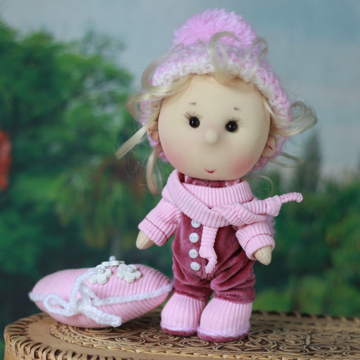 Textile Doll in pink romper - Inspire Uplift