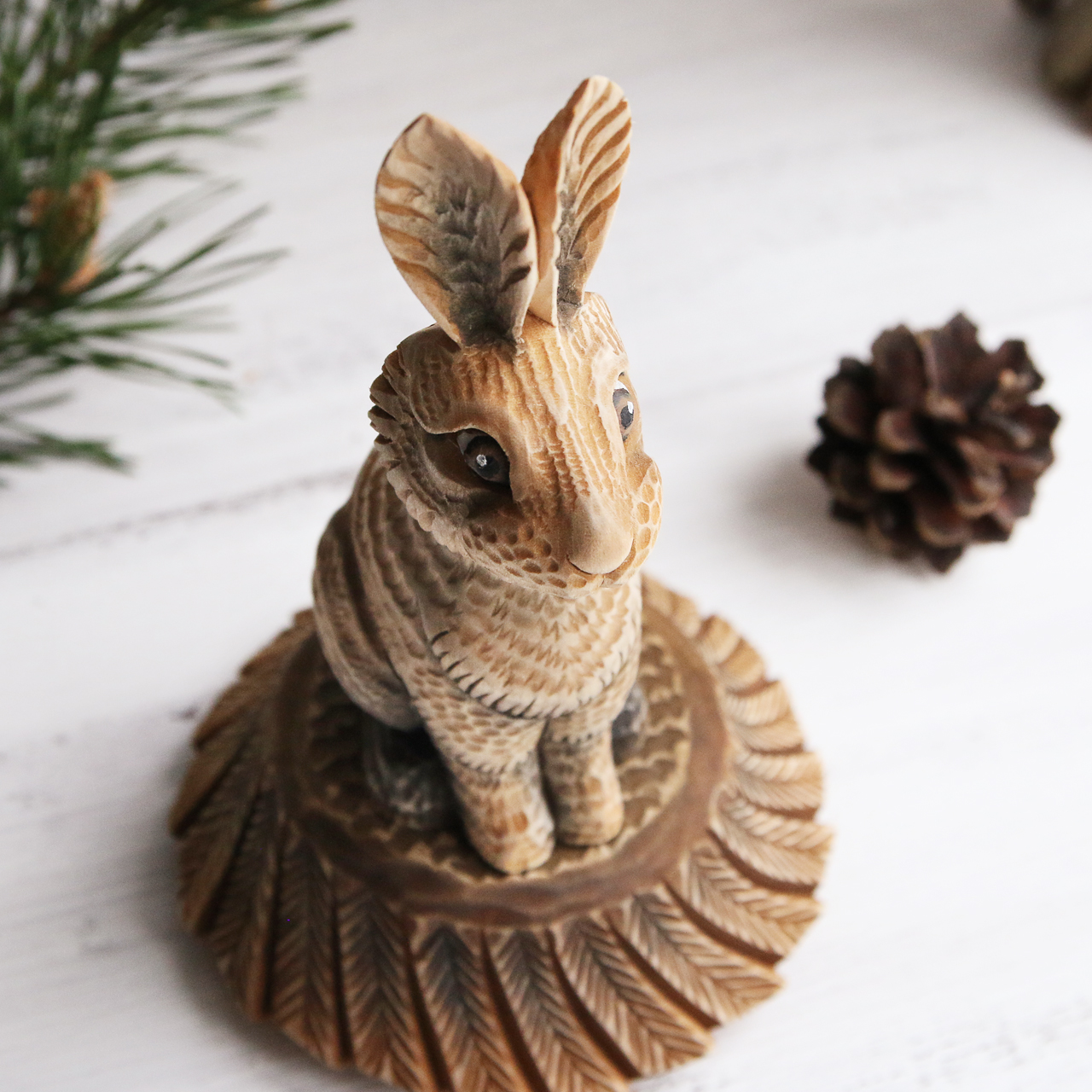 Wooden rabbit figurine, Rabbit lover gift, Wood carving art - Inspire ...
