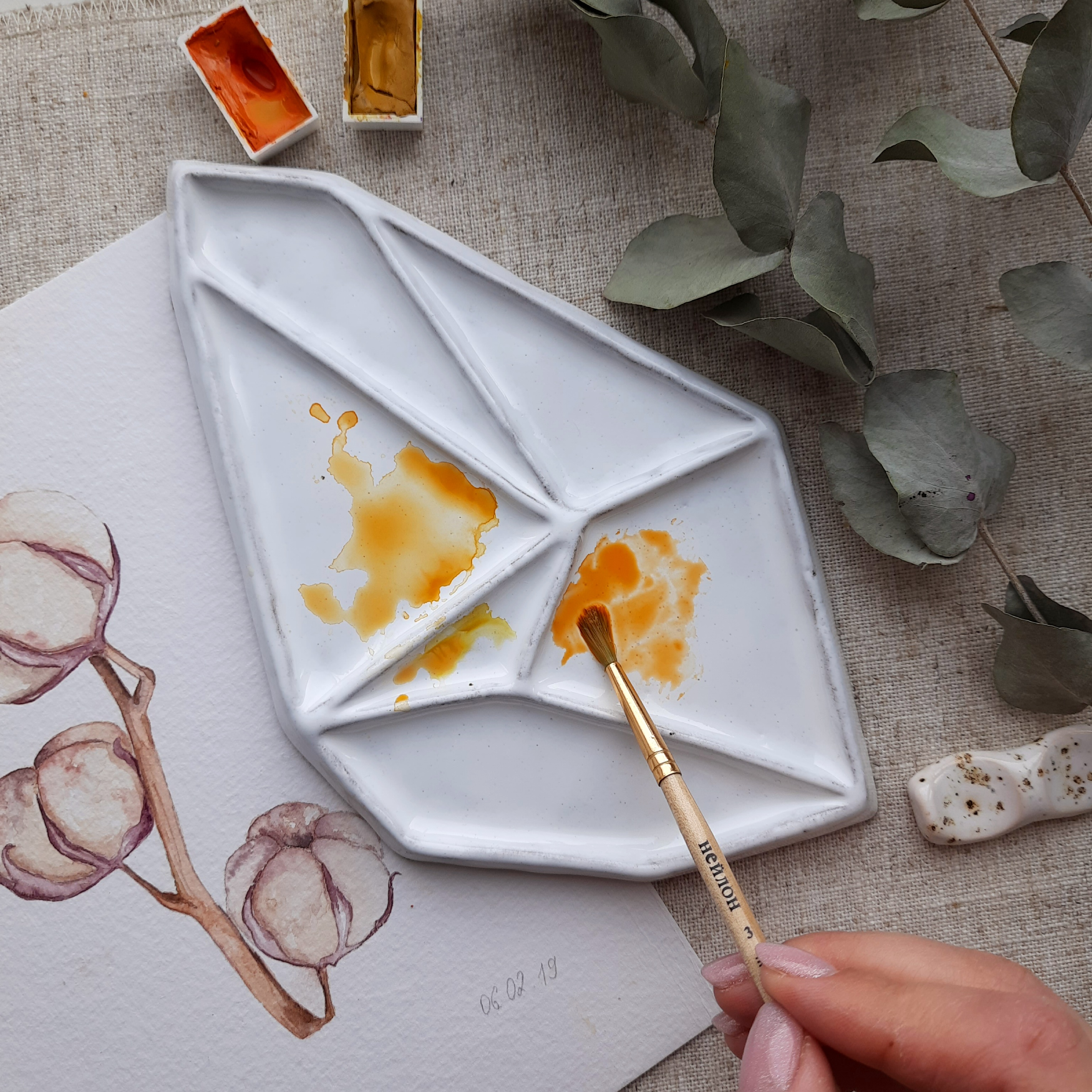 Ceramic slab palette/ Watercolor palette/ Clay art palette/ - Inspire ...