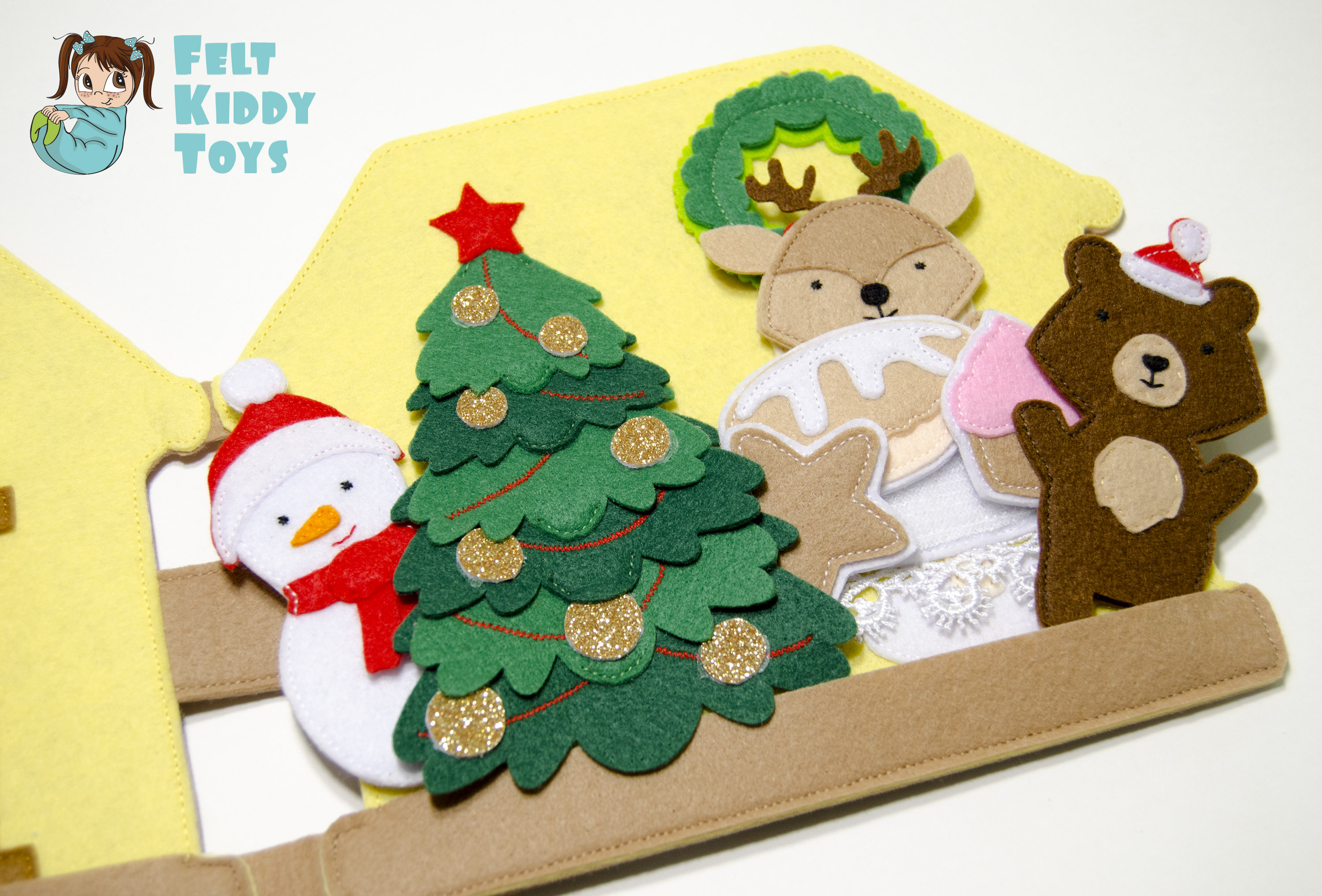 Christmas house with finger puppets. Quiet book - Inspire Uplift