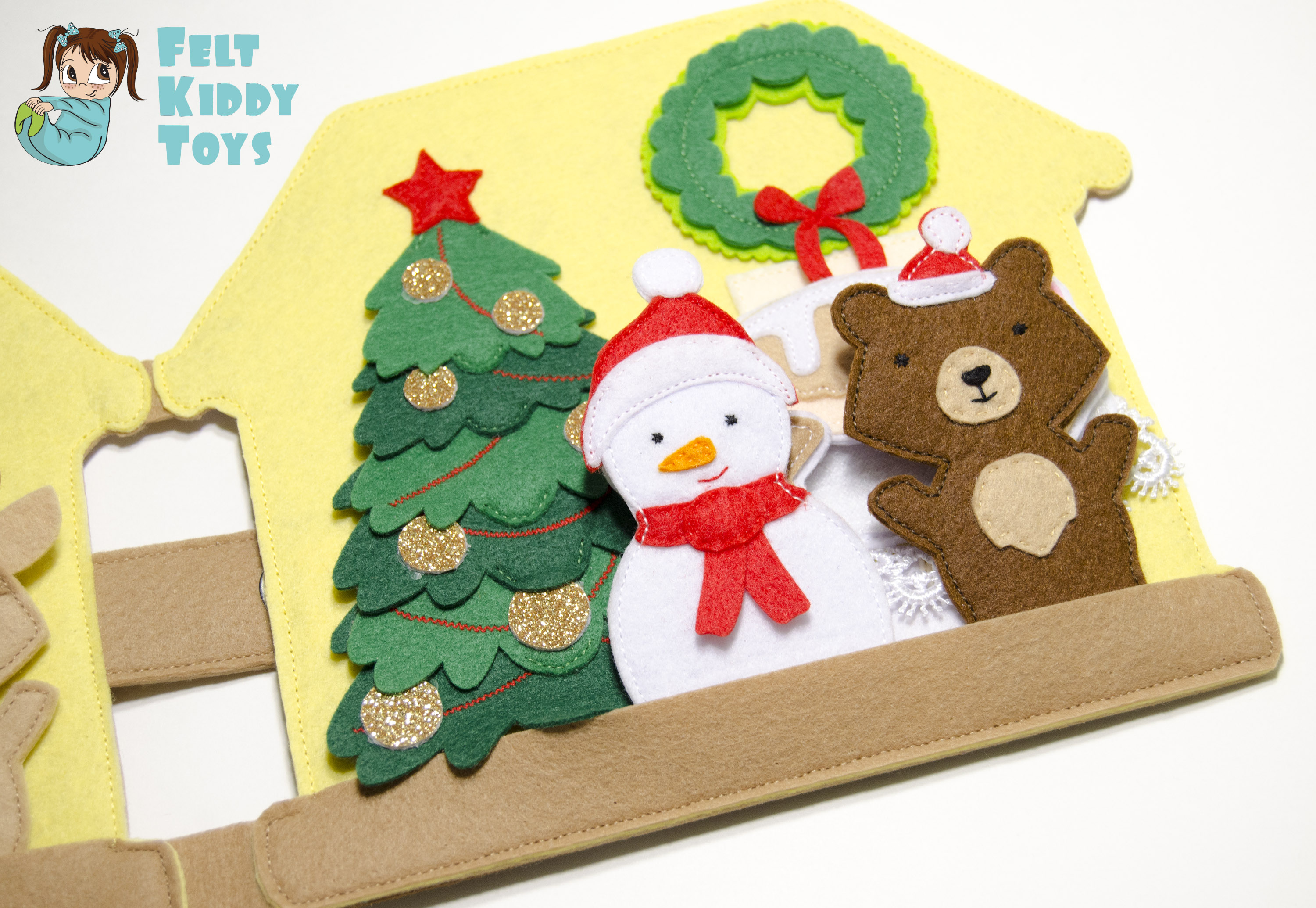 Christmas house with finger puppets. Quiet book - Inspire Uplift