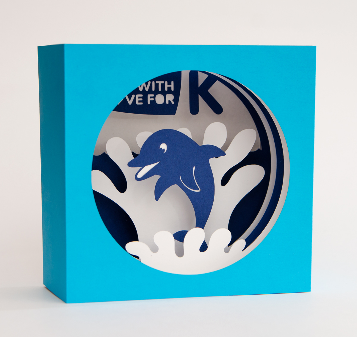 Personalized A-Z 3d tunnel card Dolphin in the spray, pop up - Inspire ...