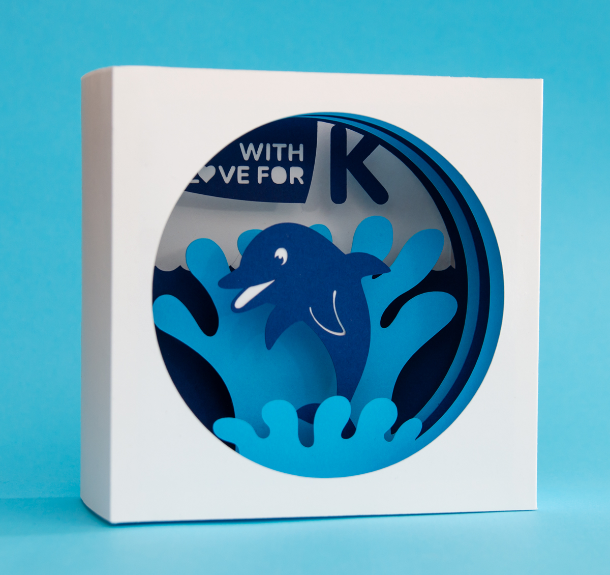 Personalized A-Z 3d tunnel card Dolphin in the spray, pop up - Inspire ...