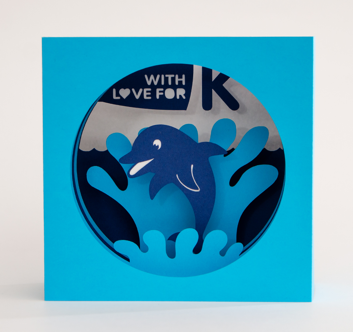 Personalized A-Z 3d tunnel card Dolphin in the spray, pop up - Inspire ...