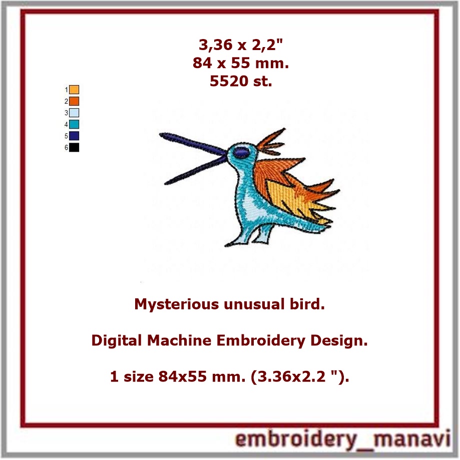 Digital Machine Embroidery Design. Mysterious unusual bird. - Inspire ...
