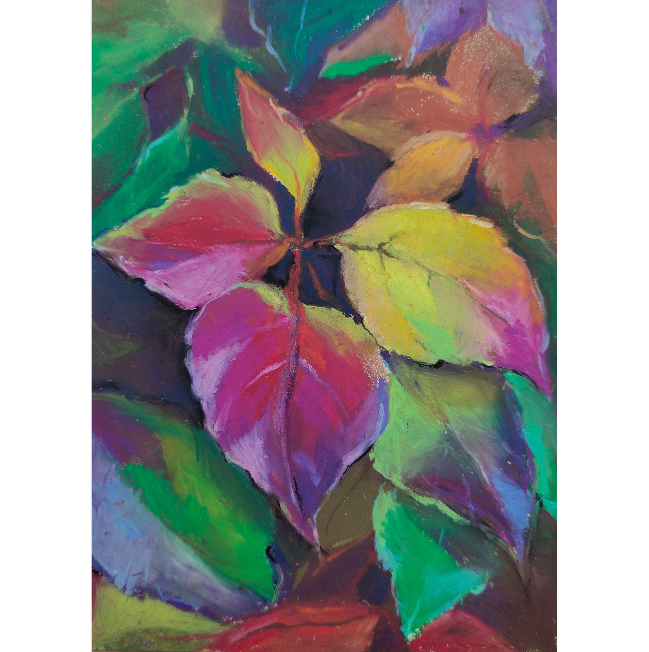 Autumn rainbow leaves Oil pastel art Oil pastel painting Flo - Inspire ...