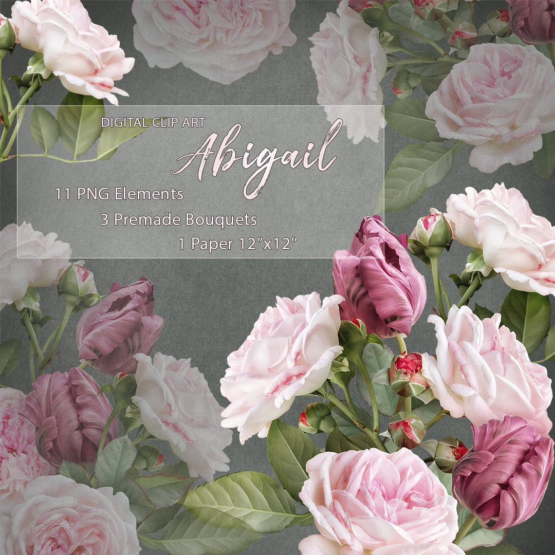 Roses and tulips clipart. Floral clip art. | Inspire Uplift