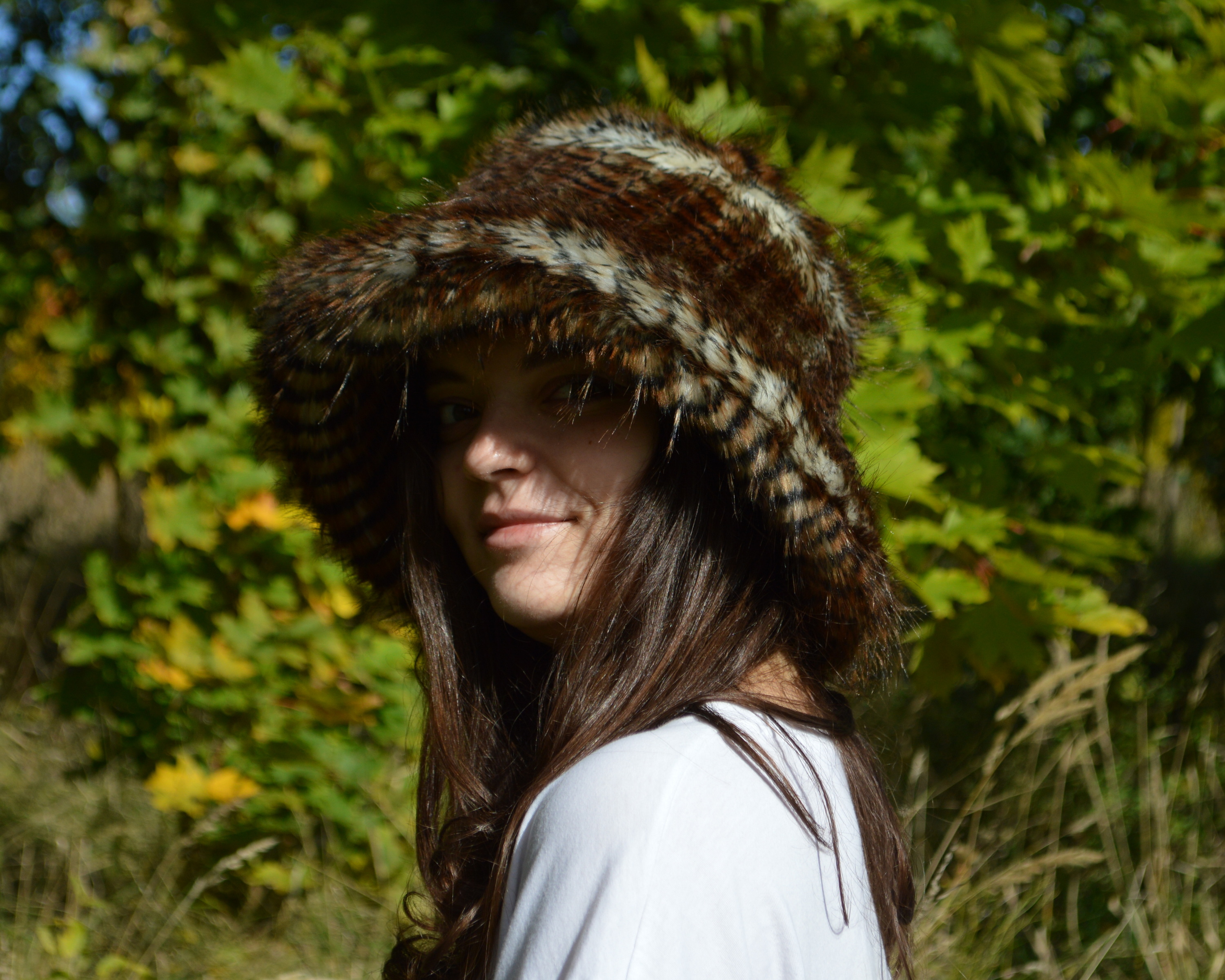 Faux fur hat with animal print. Luxury fashion furry hat. Fl | Inspire ...