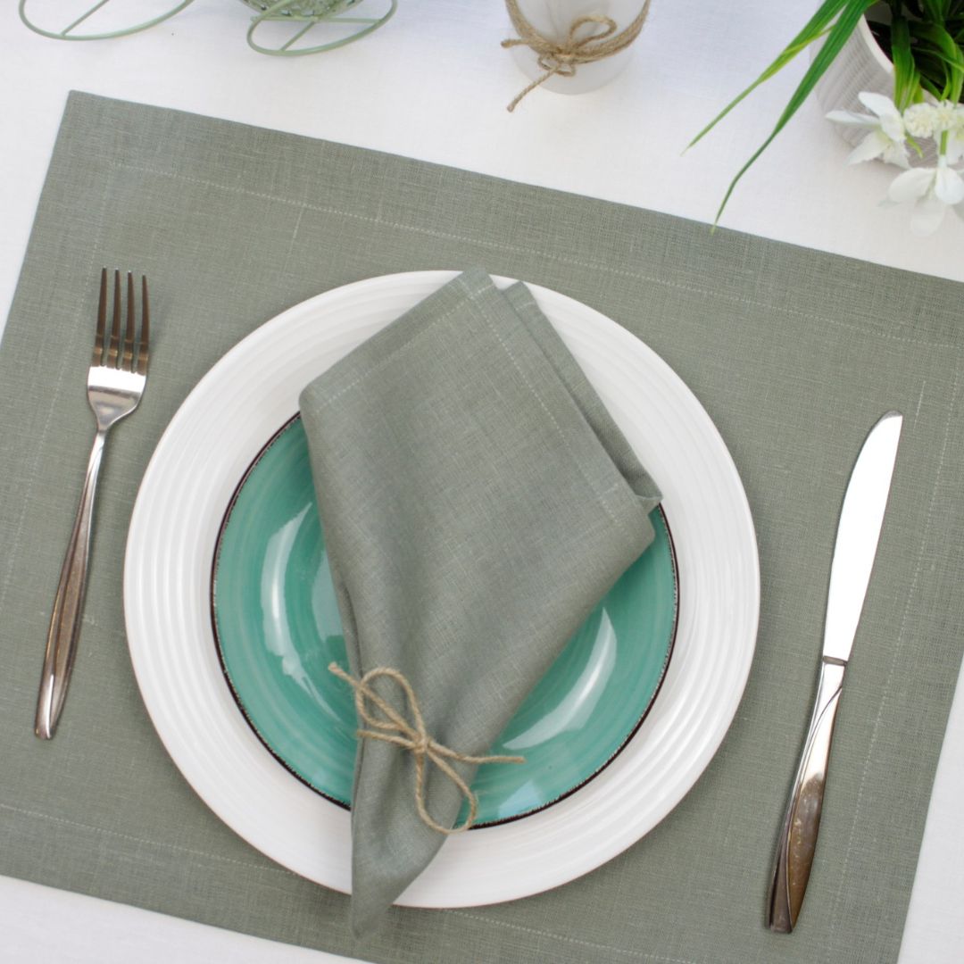 Mint green linen placemats set / custom cloth placemats / fa - Inspire ...