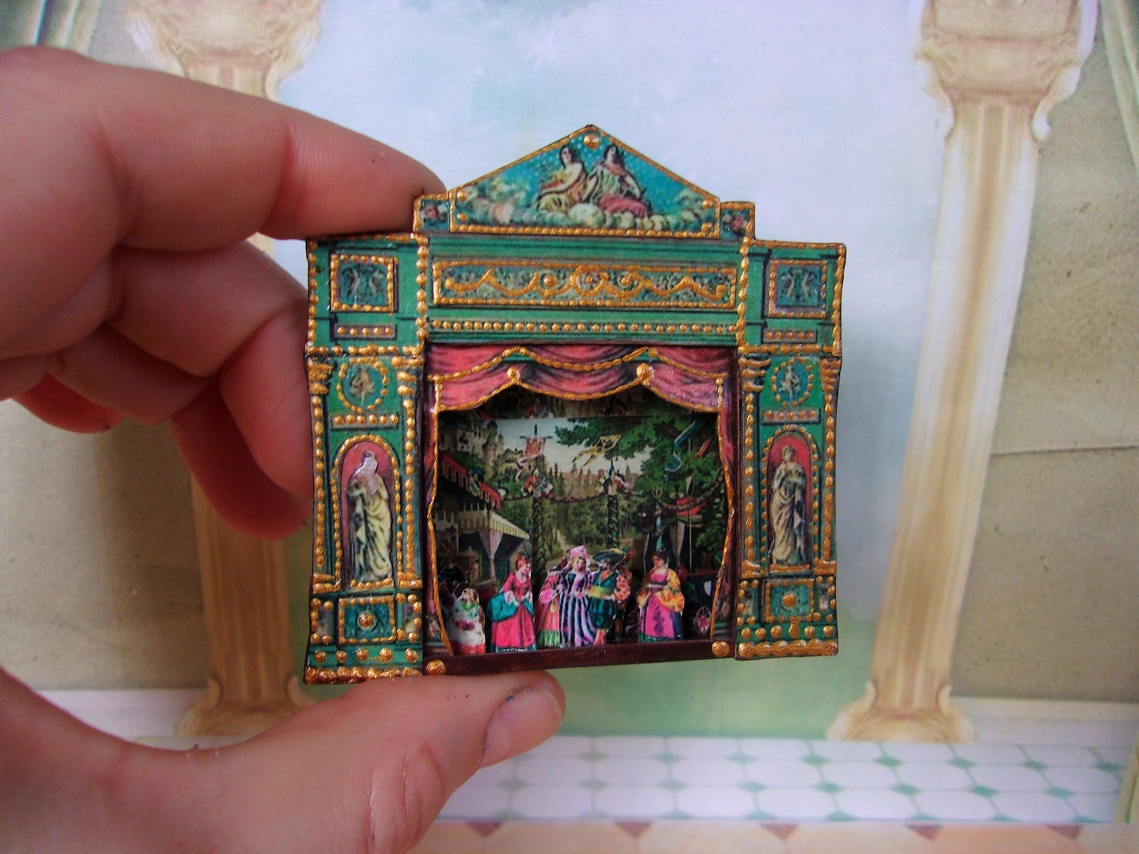 Theater for puppets. Dollhouse miniature.1:12 scale. - Inspire Uplift