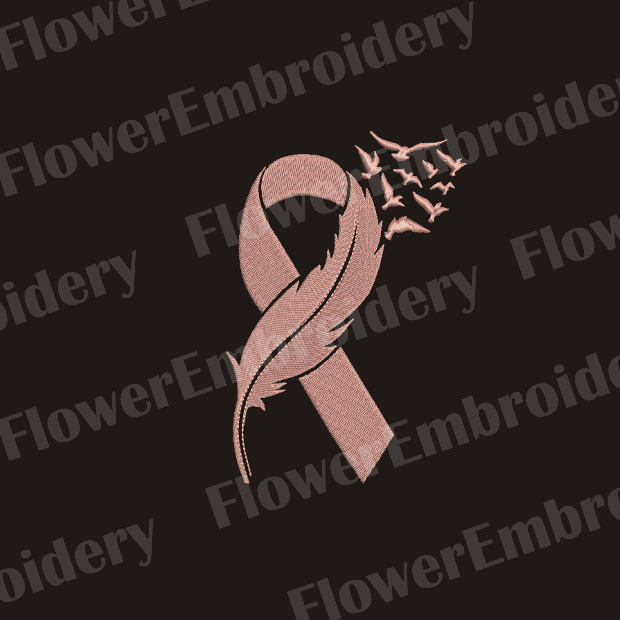 Awareness ribbon embroidery design Feather pink ribbon Embro - Inspire ...