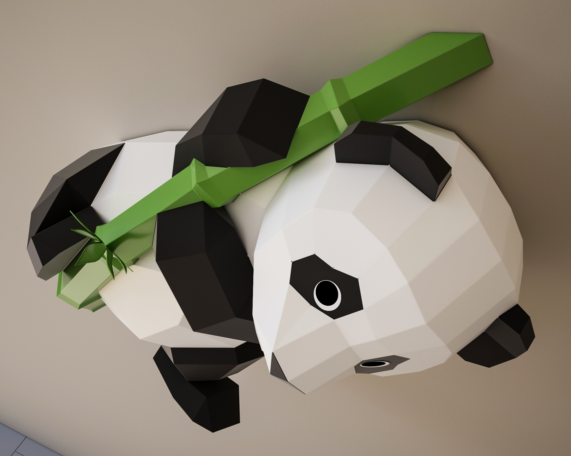 DIY Paper Panda on bamboo, papercraft model, polygonal paper - Inspire ...
