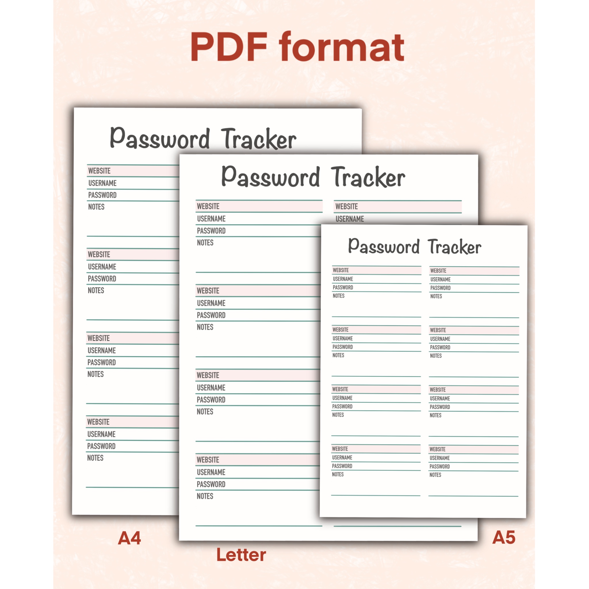 Password Tracker, Printable Password Log, Print at home plan - Inspire Uplift