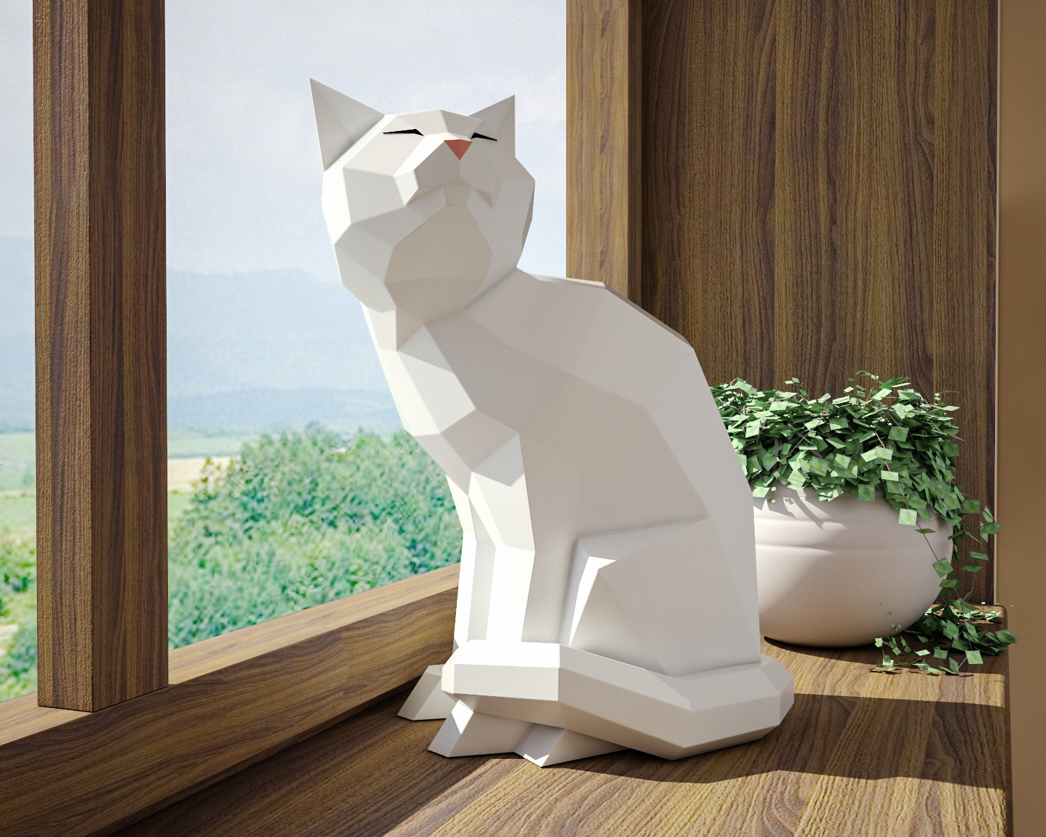 Papercraft Cat, paper craft 3D model, kitten PDF template, c - Inspire ...