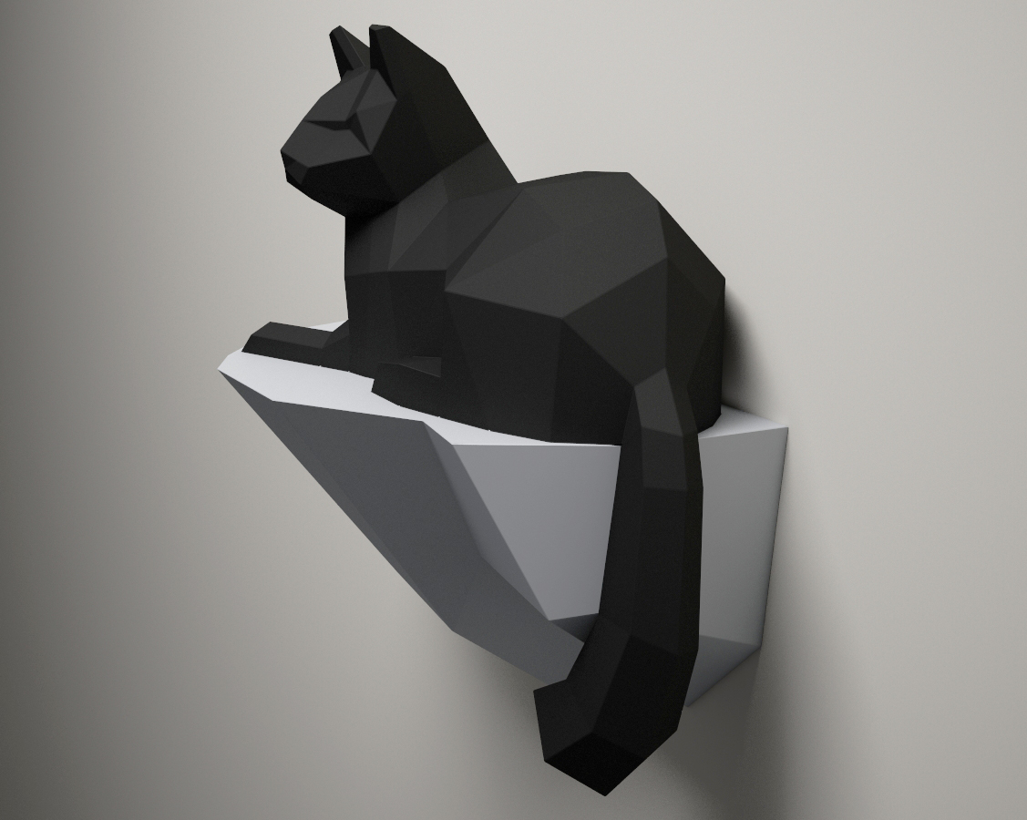 Papercraft Cat on a rock, Wall construction, 3D paper craft - Inspire ...