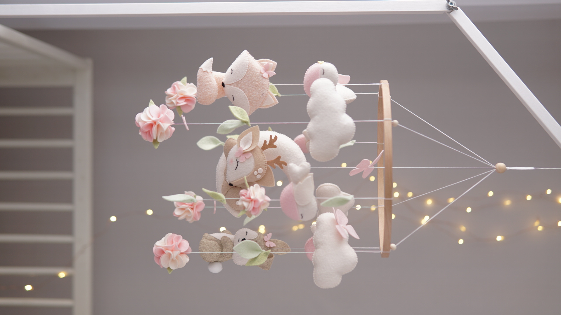 Girl woodland mobile. Nursery decor girl. Baby shower gift - Inspire Uplift