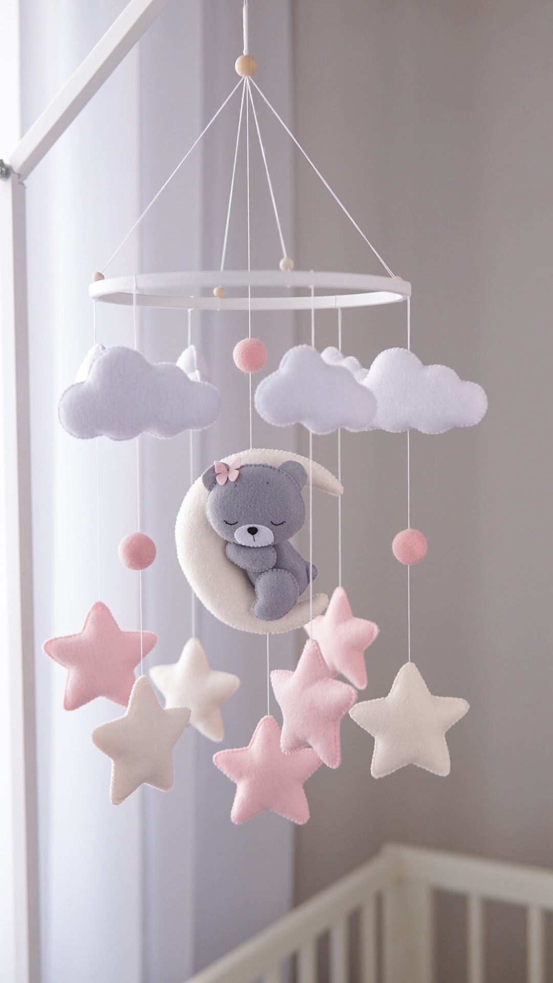 Bear baby mobile girl. Nursery decor girl . Baby shower gift | Inspire ...