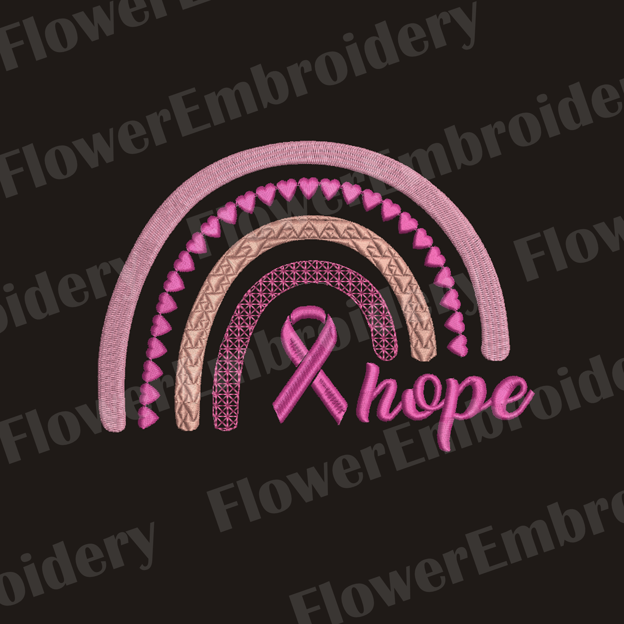 Pink and Purple rainbow embroidery Awareness ribbon embroide | Inspire ...