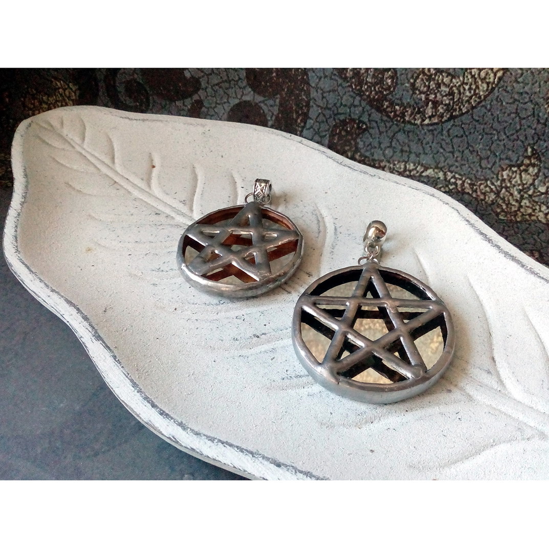 Glass Pentagram pendant, pentacle star necklace, mirror star - Inspire ...