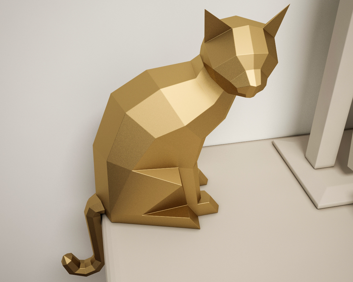 3D Paper craft Cat, DIY sculpture sitting cat, Papercrafting - Inspire ...