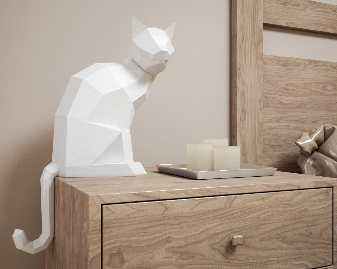3D Paper craft Cat, DIY sculpture sitting cat, Papercrafting - Inspire ...