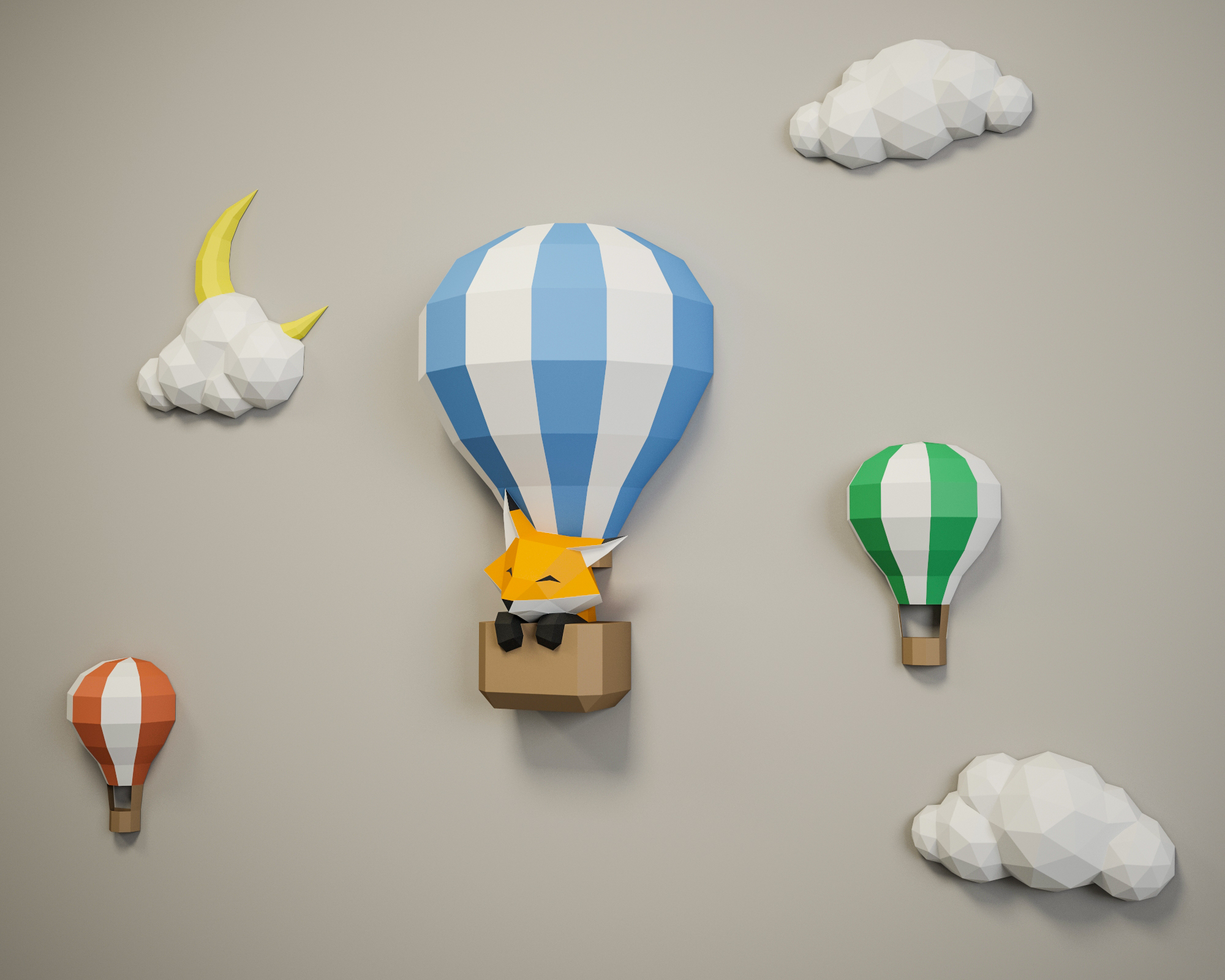 Papercraft Balloons and Clouds, paper craft sky panorama, mo - Inspire ...