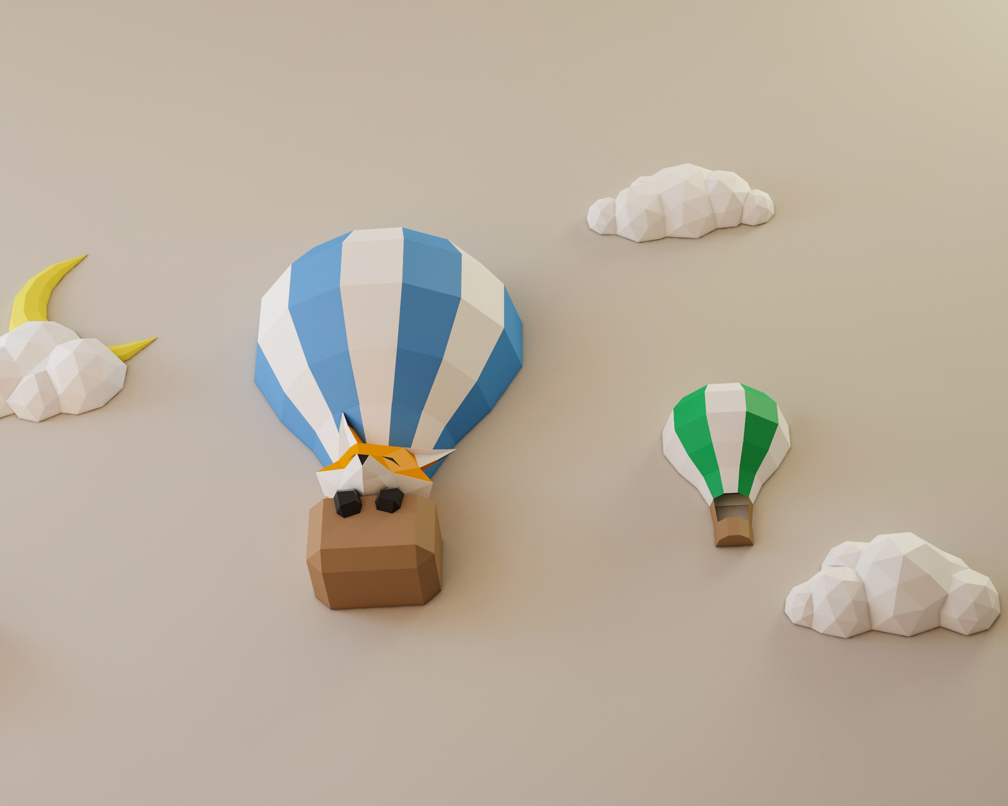 Papercraft Balloons and Clouds, paper craft sky panorama, mo - Inspire ...