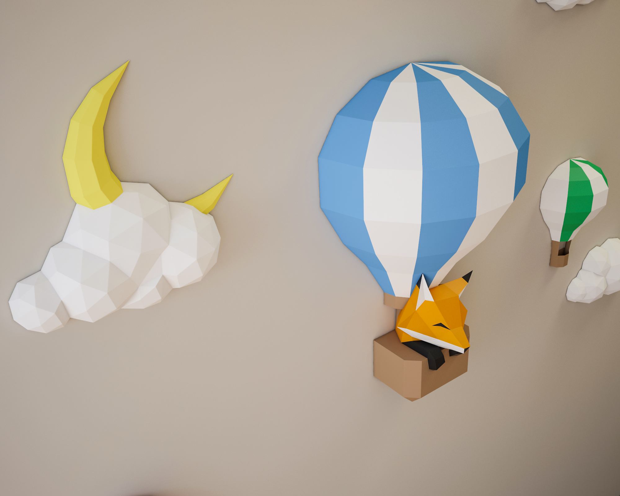 Papercraft Balloons and Clouds, paper craft sky panorama, mo - Inspire ...