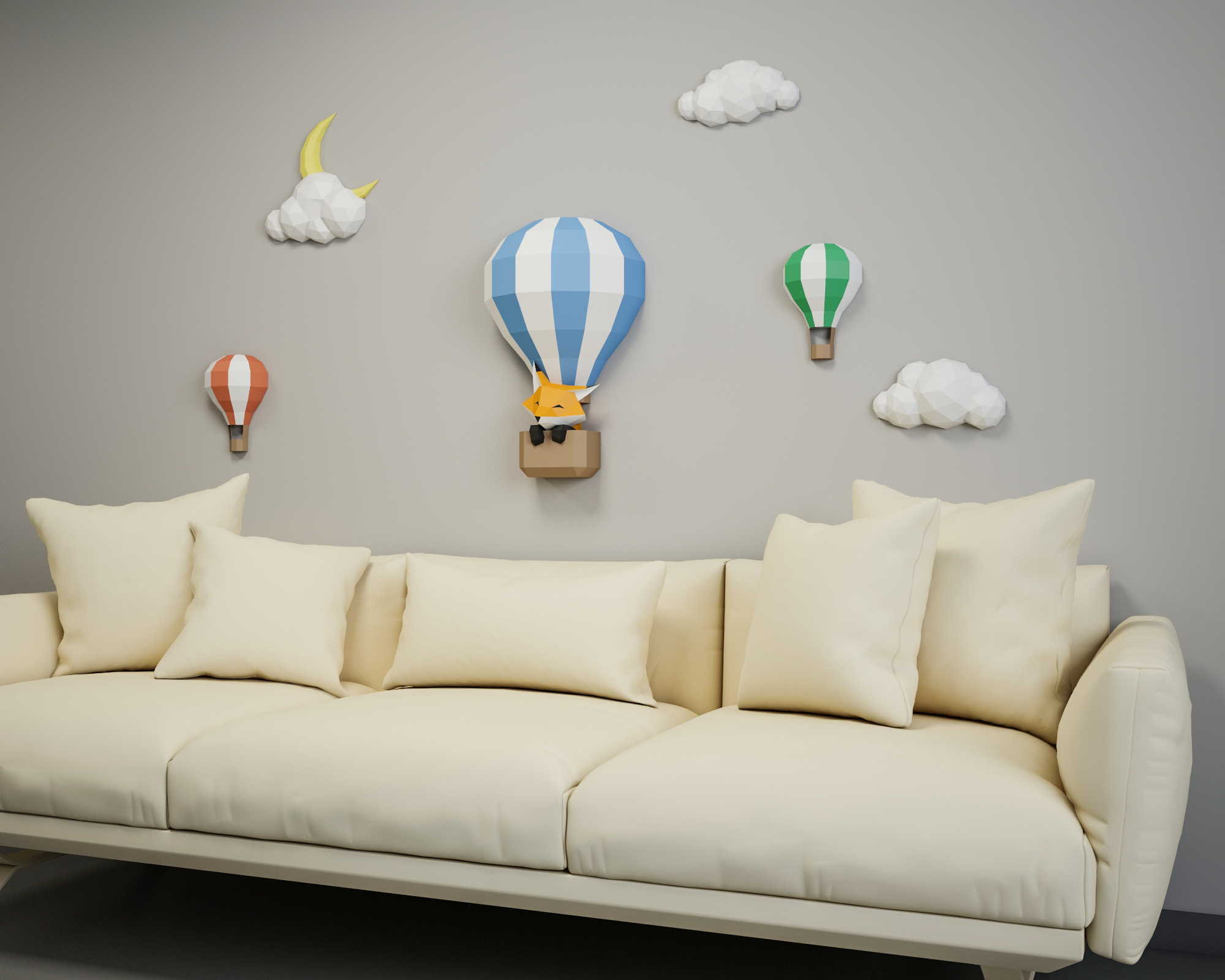 Papercraft Balloons and Clouds, paper craft sky panorama, mo - Inspire ...