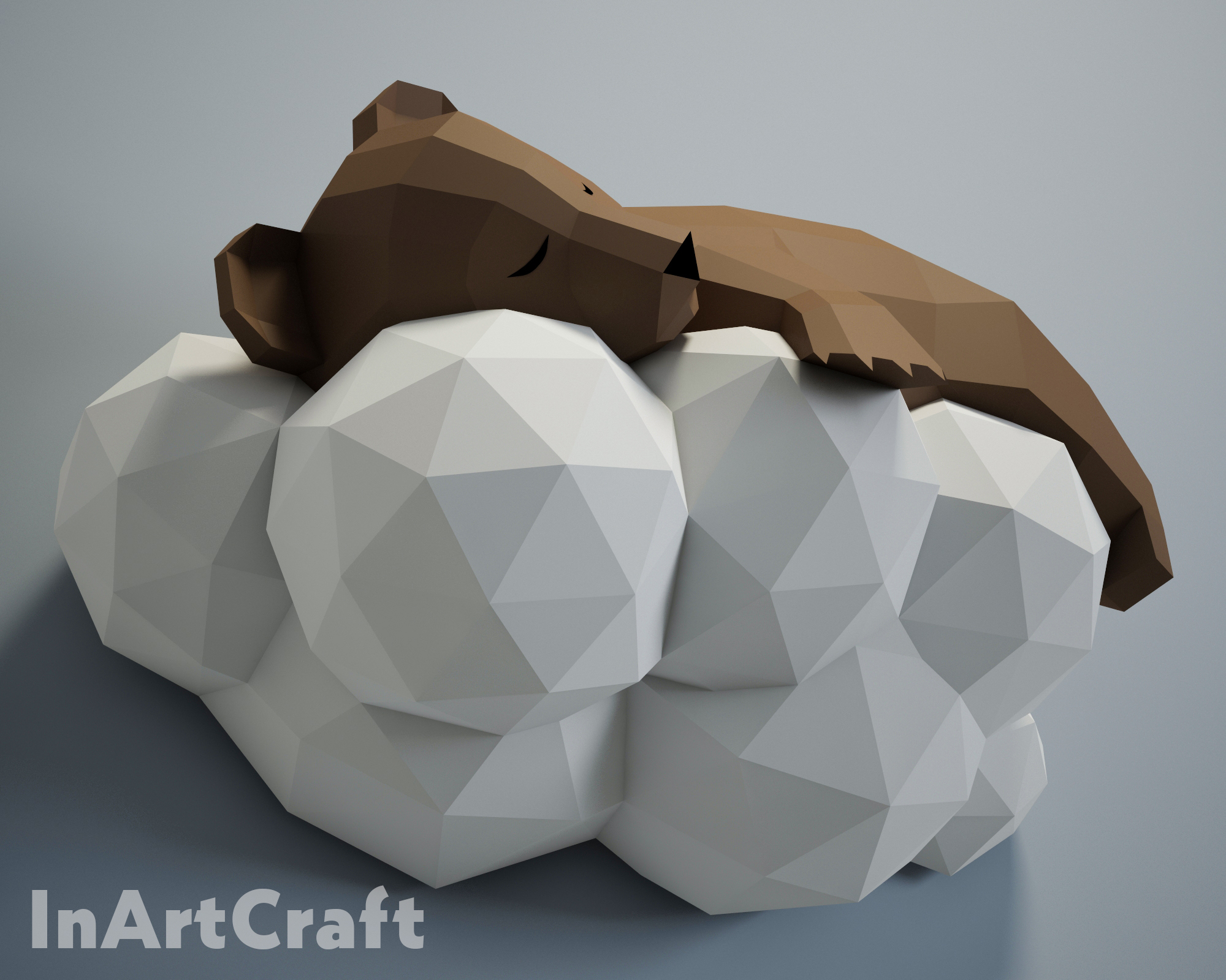 PDF Papercraft Bear on a cloud, Paper Craft 3D origami kit, - Inspire ...