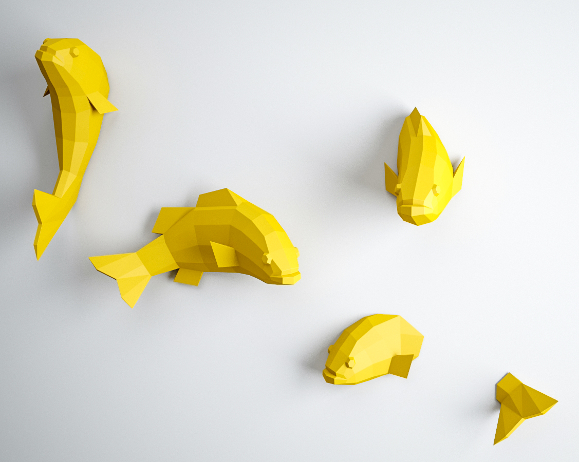 Papercraft 3D fish, Origami paper craft, Paper sculpture 3D - Inspire ...