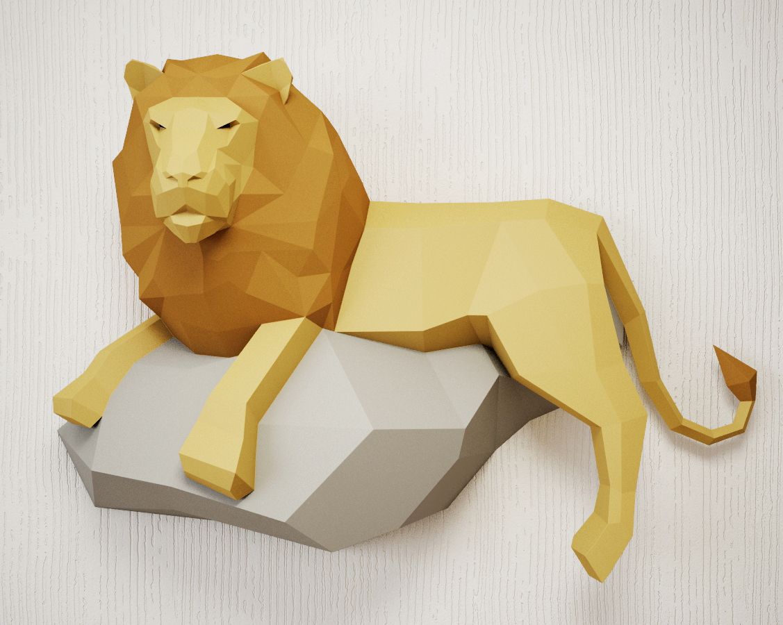 Papercraft Lion, 3D paper model, PDF paper craft template, l - Inspire ...