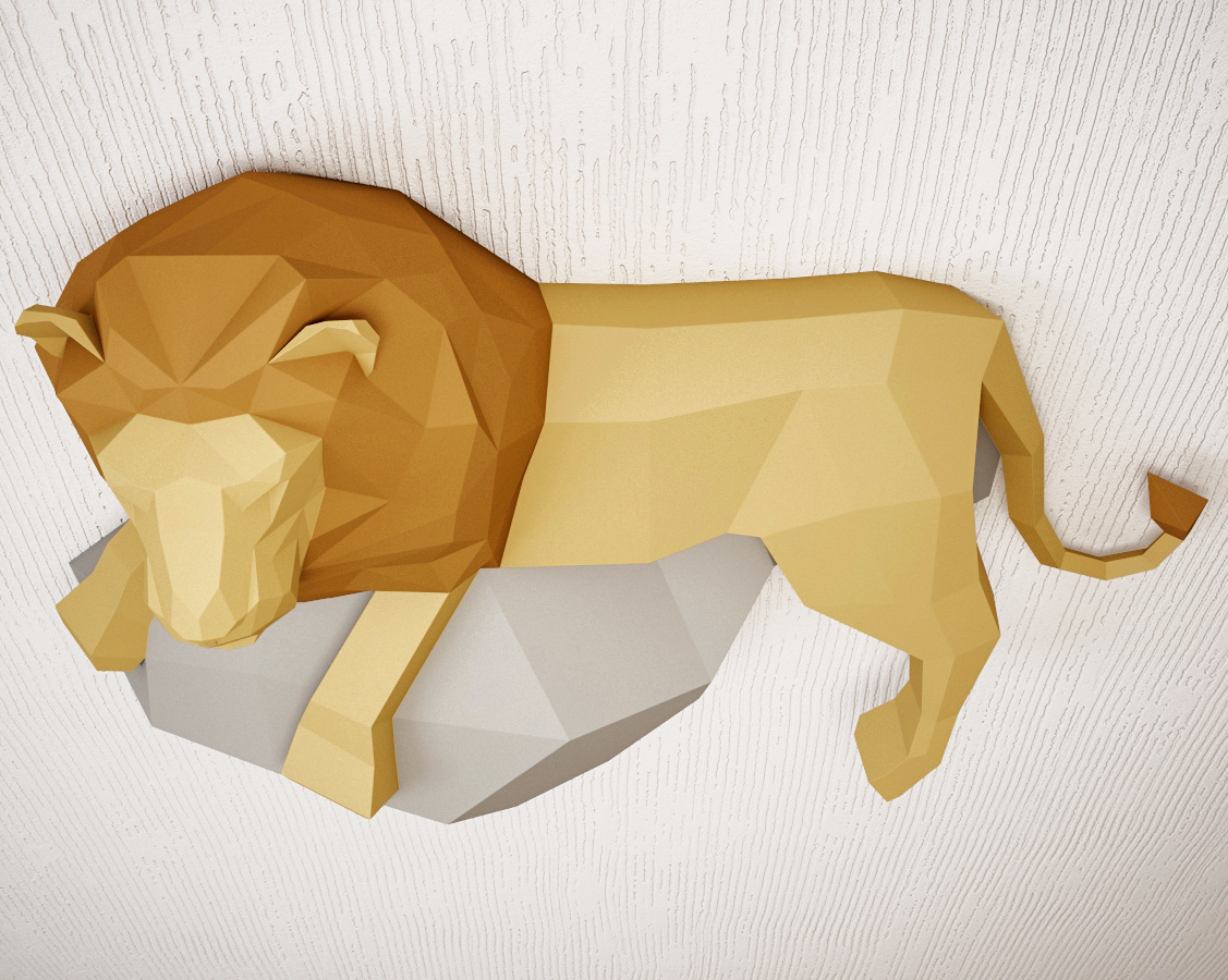 Papercraft Lion, 3D paper model, PDF paper craft template, l - Inspire ...