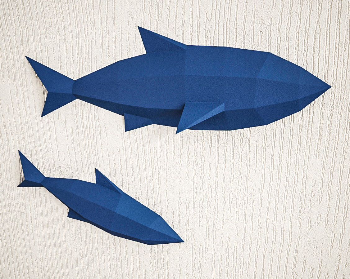 DIY paper Fishes on wall, 3D papercraft fish, Easy paper mod - Inspire ...