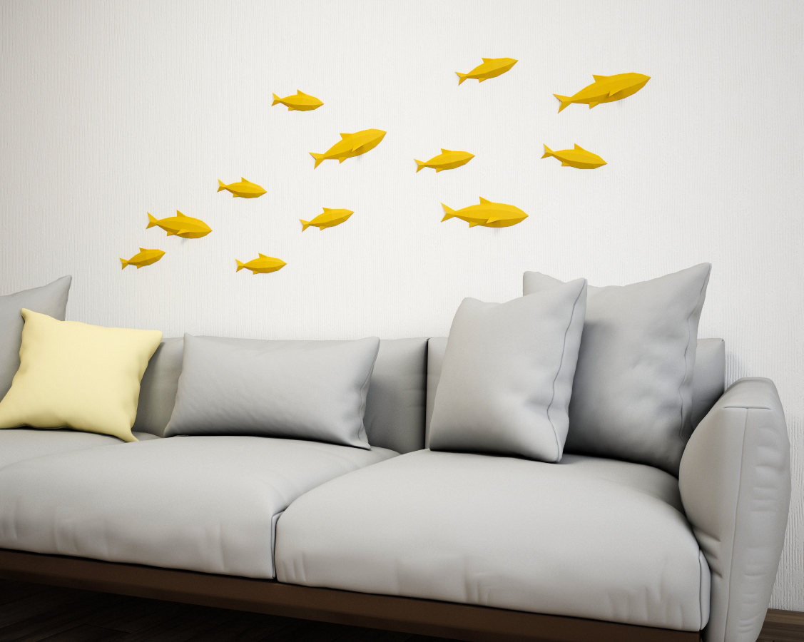 DIY paper Fishes on wall, 3D papercraft fish, Easy paper mod - Inspire ...