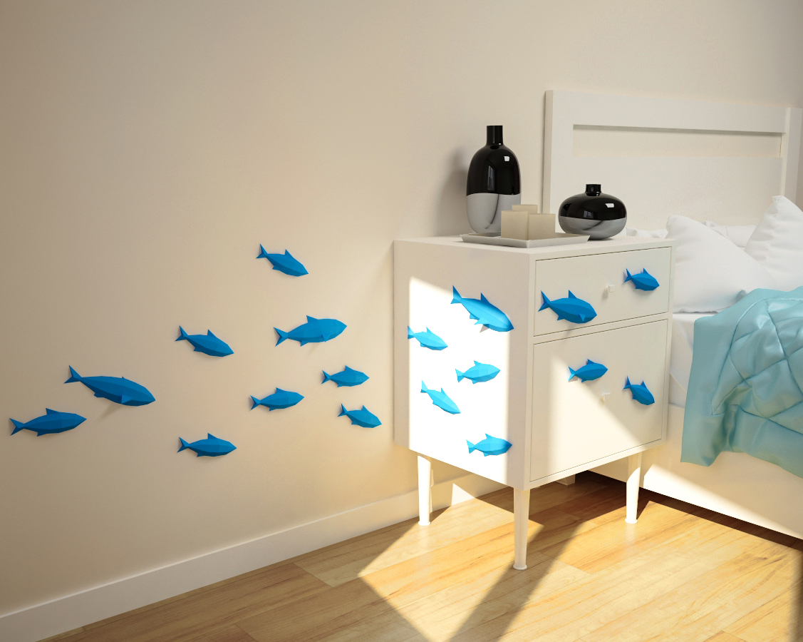 DIY paper Fishes on wall, 3D papercraft fish, Easy paper mod - Inspire ...